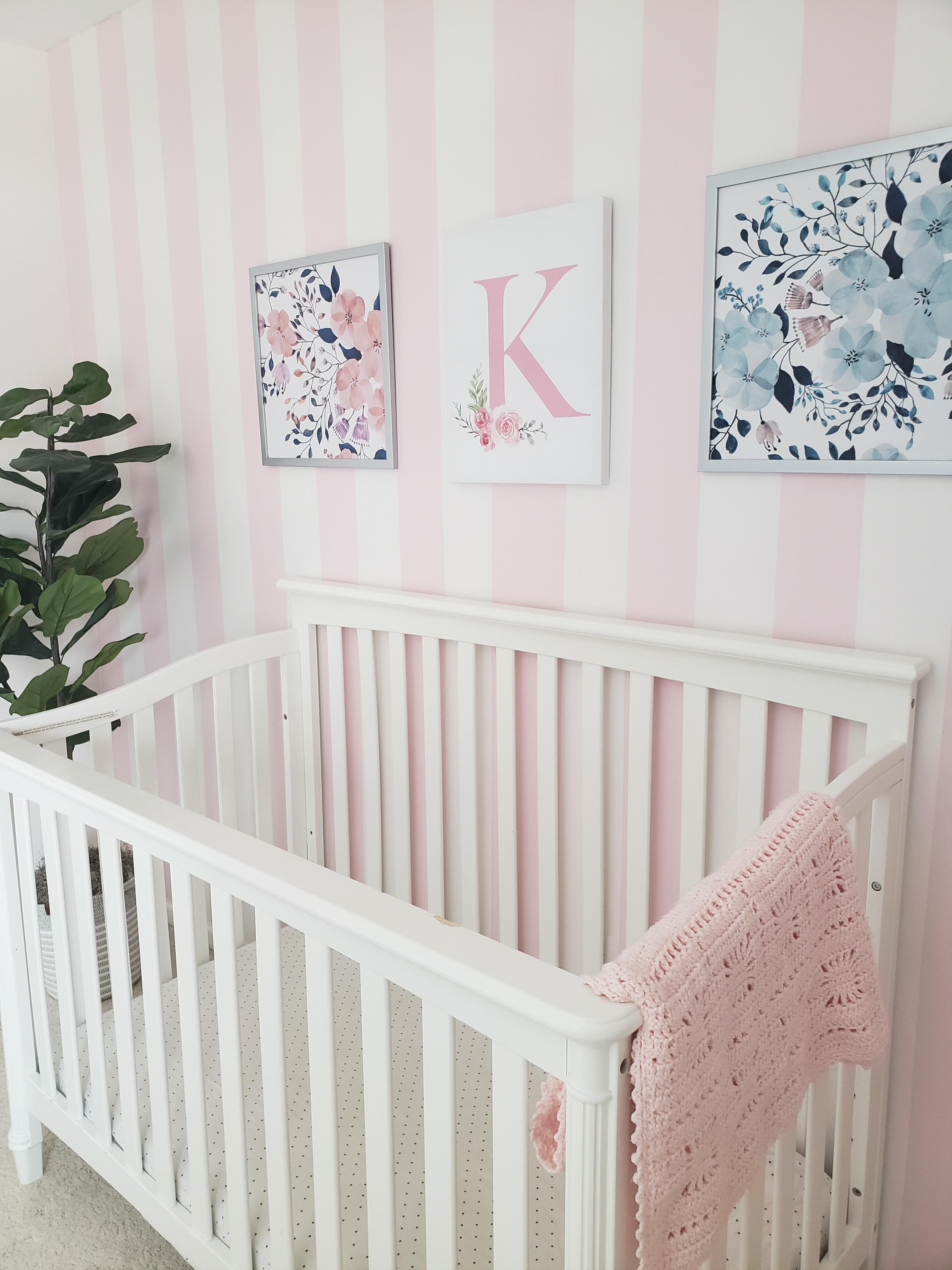 Baby Girl Nursery Ideas - How to Create A Simple Striped Accent Wall ...